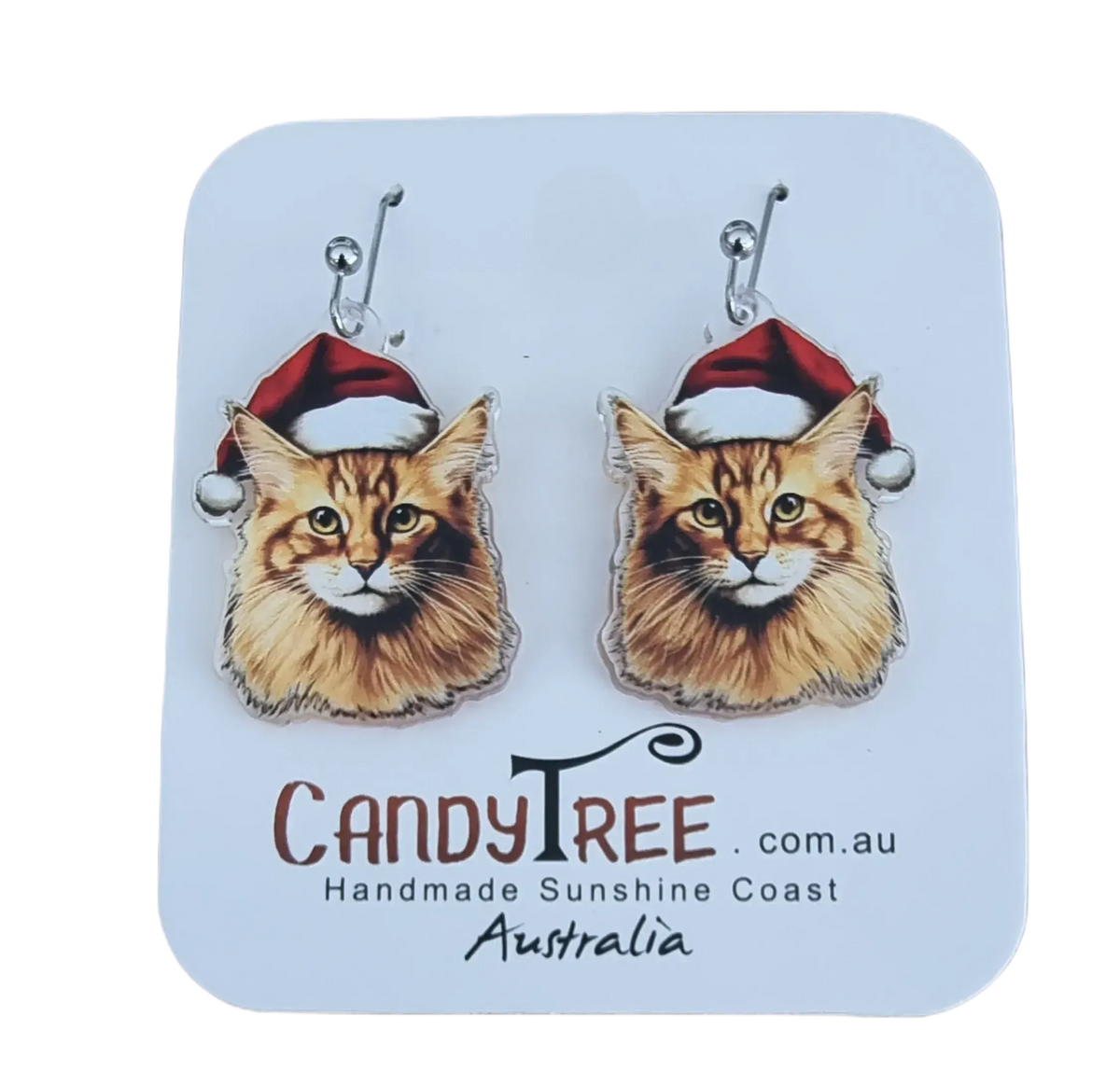 Acrylic Dangle Christmas Ginger Somali Cat – Candy Tree