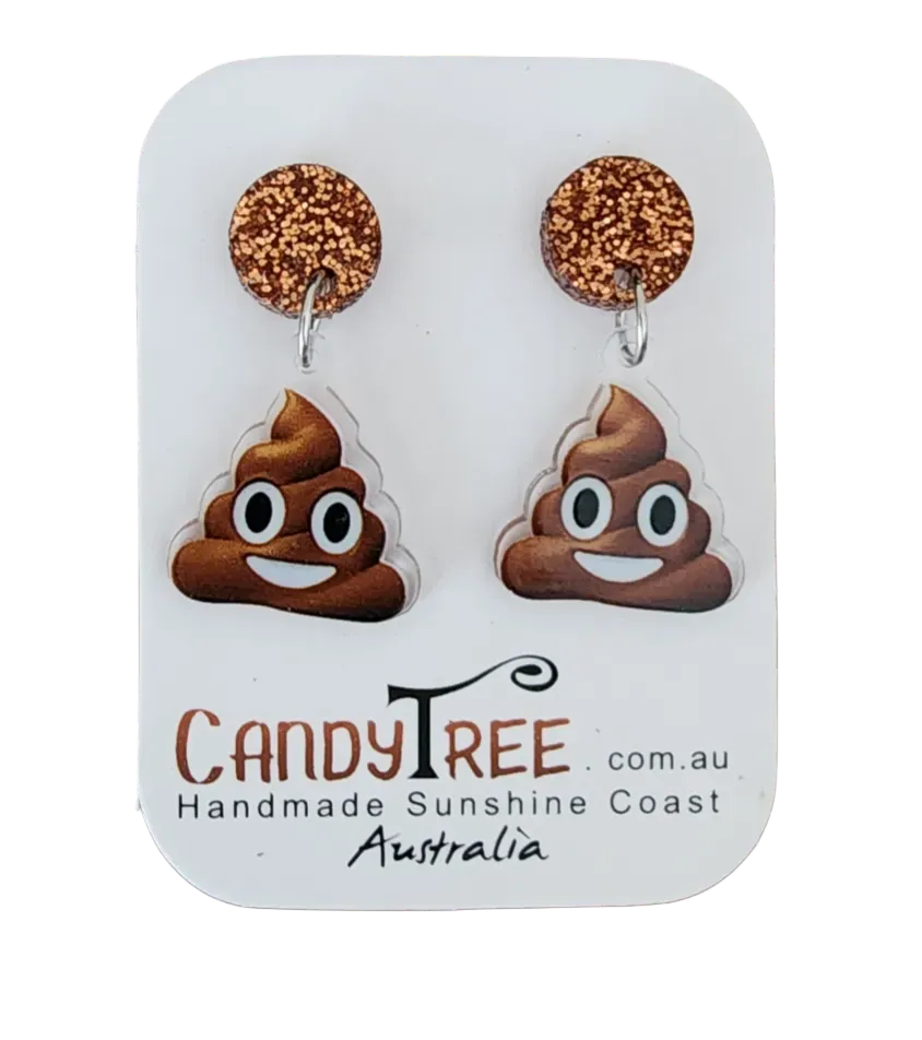 Mini Acrylic Dangle Poop Emoji – Candy Tree