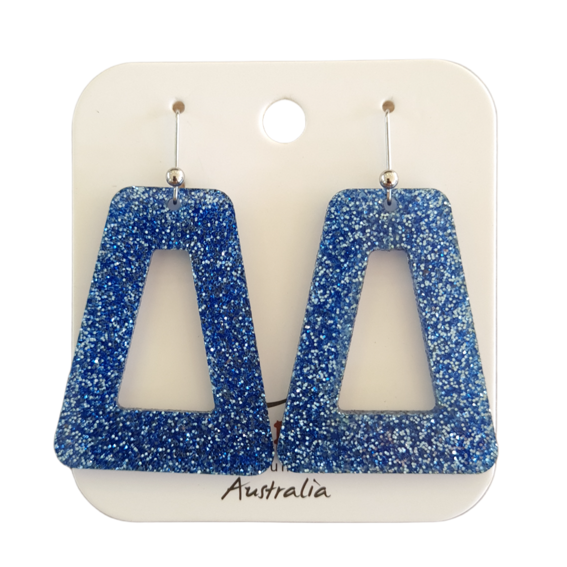 Acrylic Dangle Trapezoid Dark Blue Glitter Large – Candy Tree
