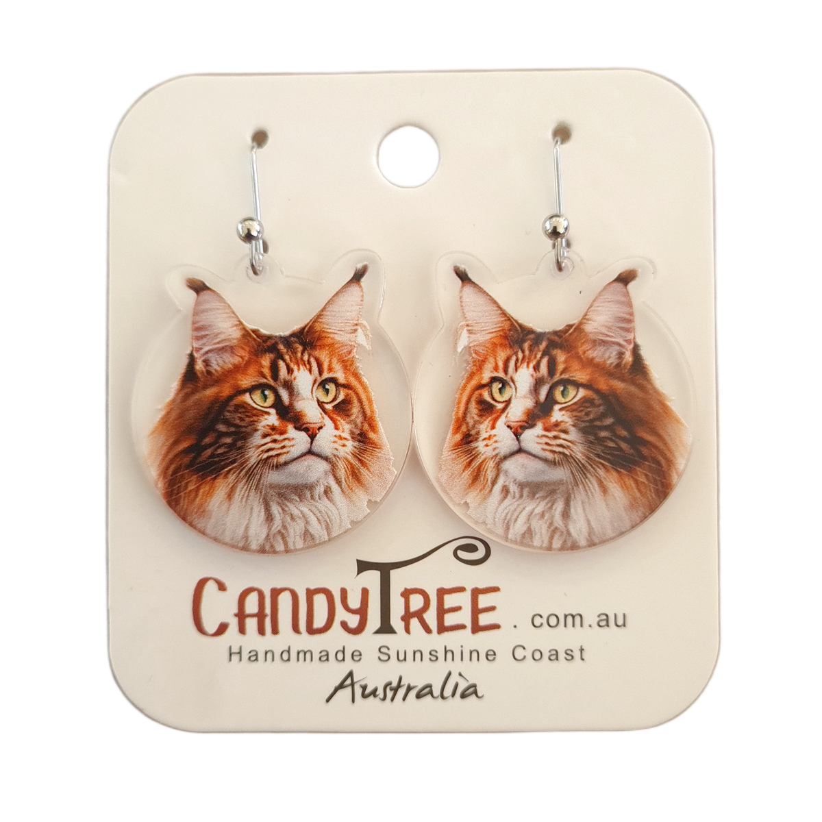 Acrylic Dangle Cat Maine Coon Red – Candy Tree