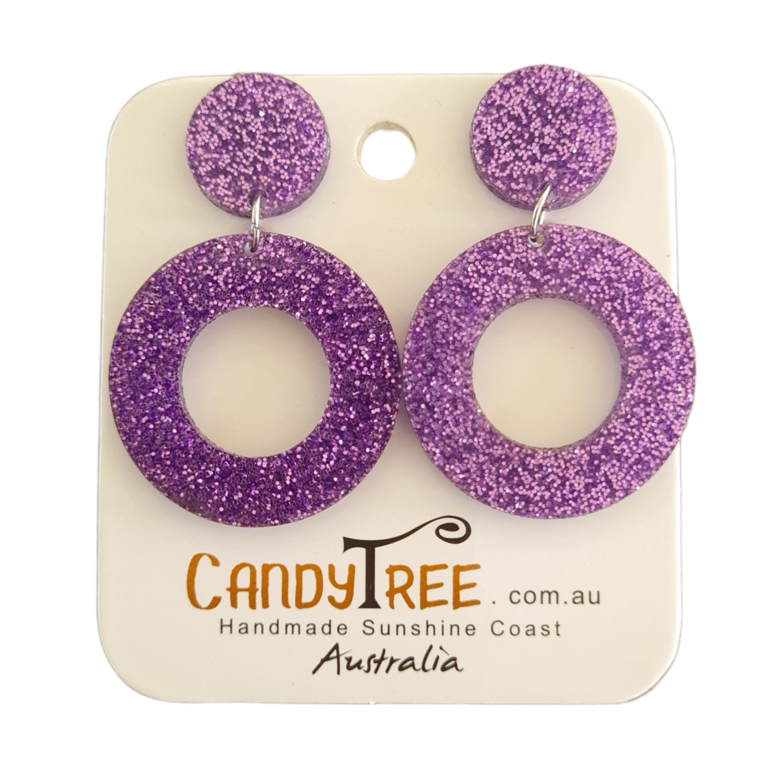 Acrylic Dangle Loop Purple Glitter – Candy Tree