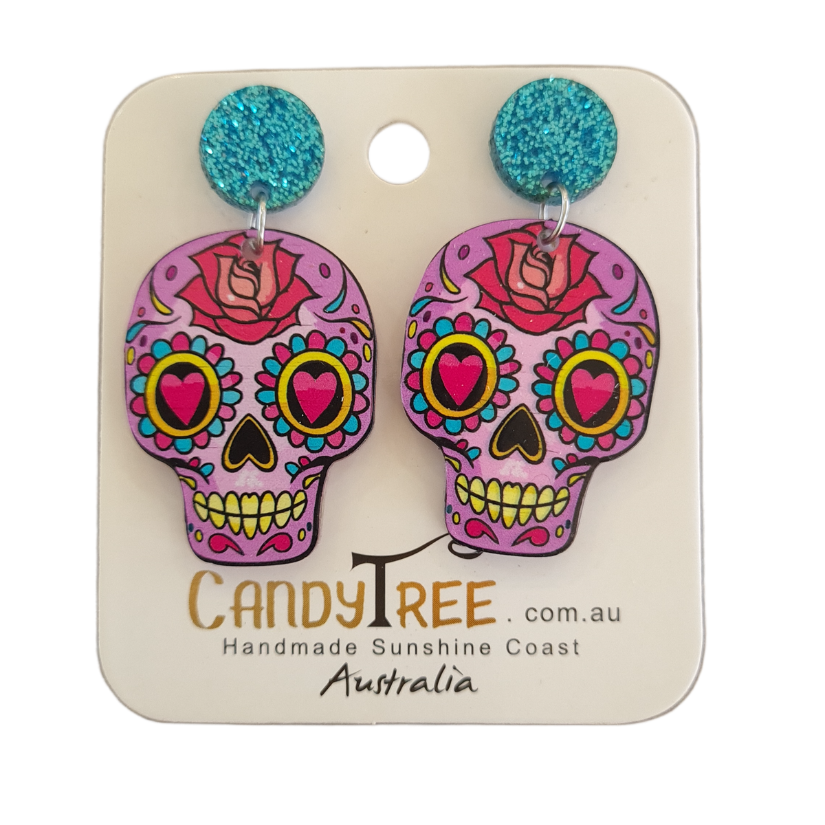 Acrylic Dangle Pink Sugar Skull Large – Candy Tree
