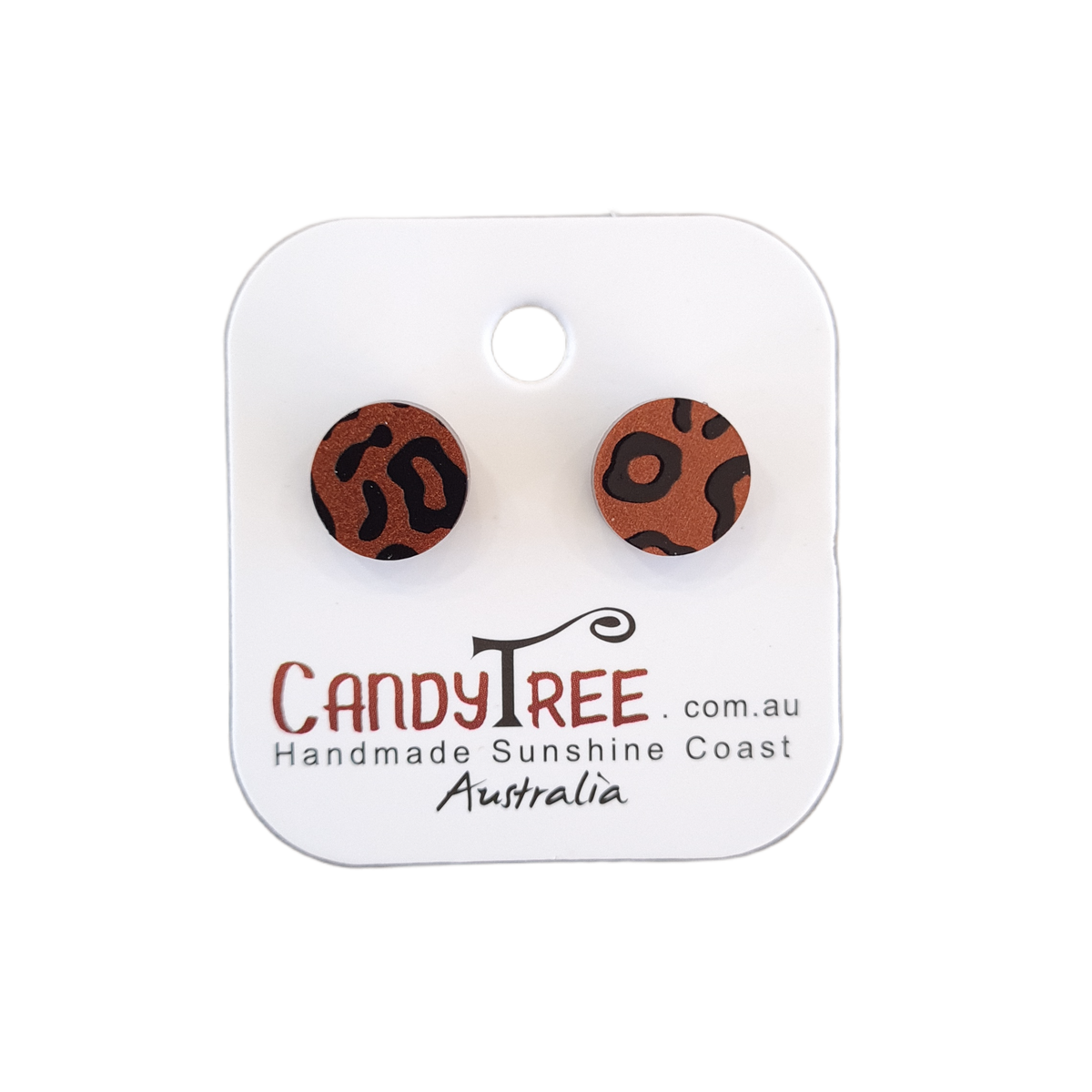 Acrylic Stud Round Copper Leopard Print Small – Candy Tree