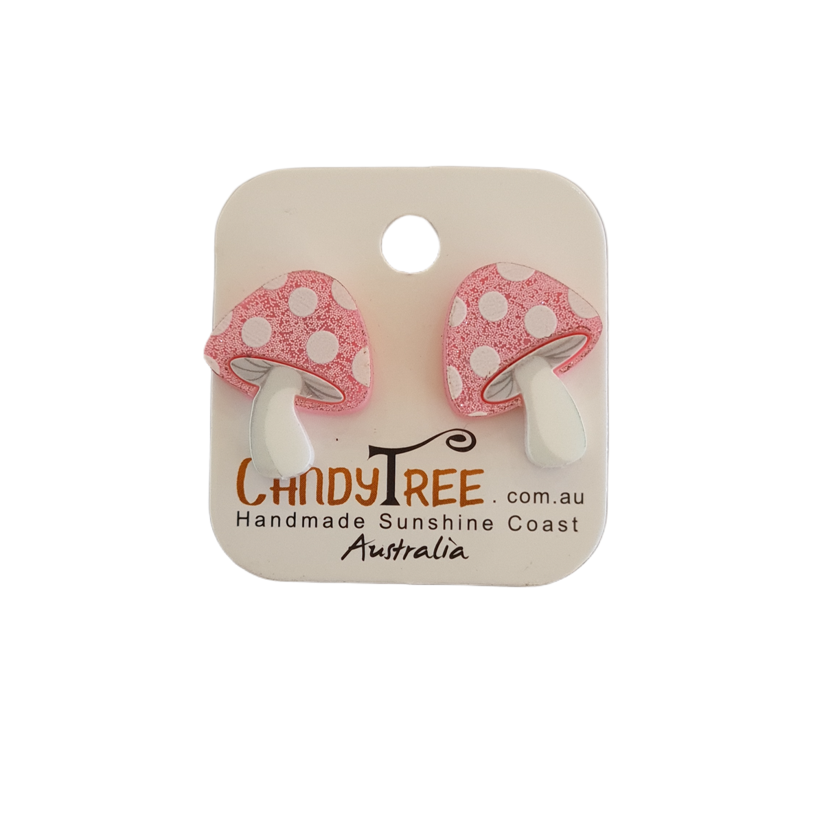 Acrylic Stud Pink Glitter Toadstool – Candy Tree