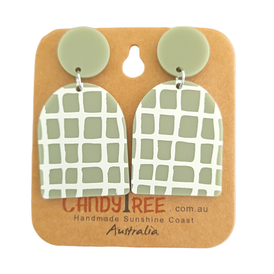 Acrylic Dangle Arch Green Cross Hatch – Candy Tree