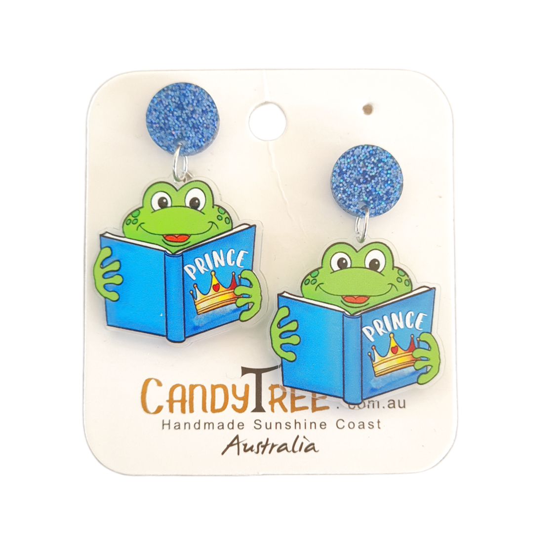 Acrylic Dangle Frog Reading – Candy Tree