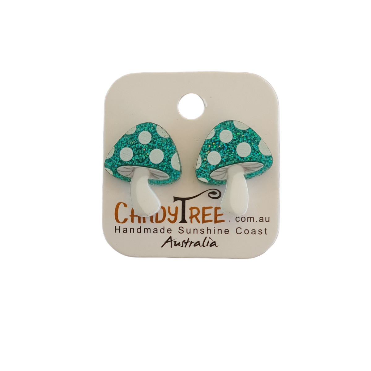 Acrylic Stud Turquoise Glitter Toadstool – Candy Tree