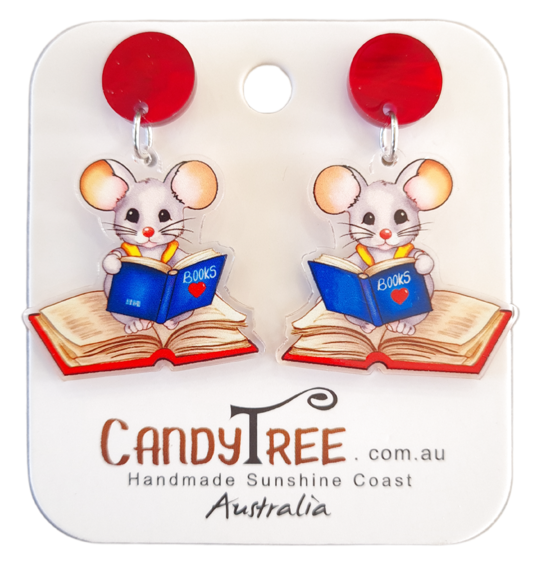 Acrylic Dangle Mouse Reading – Candy Tree